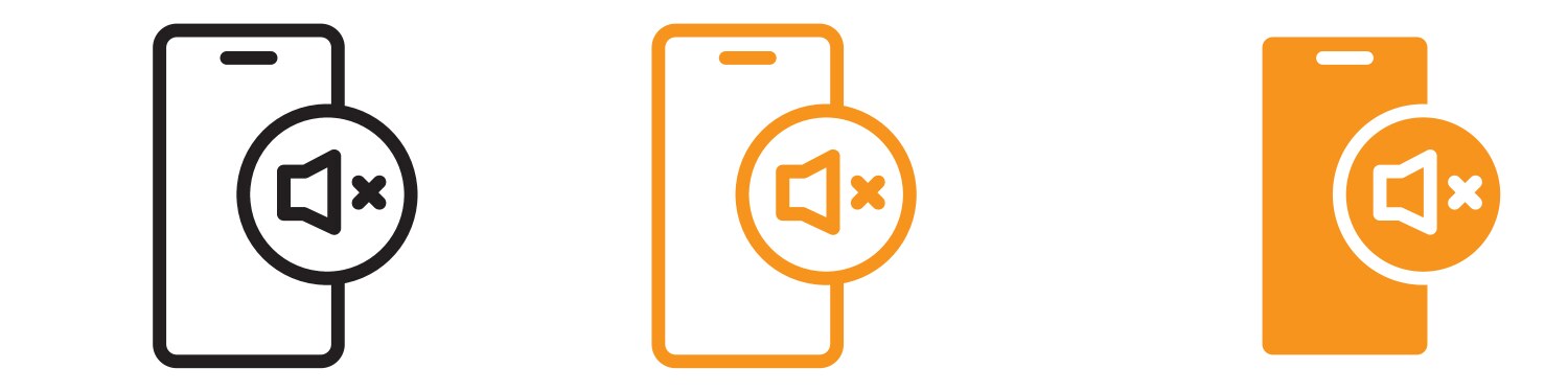 Silent phone icon logo set Royalty Free Vector Image