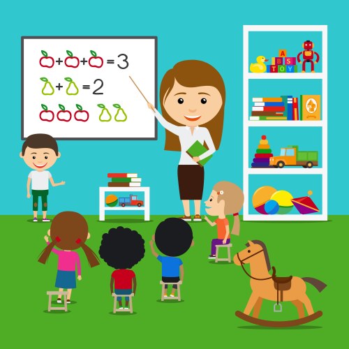 Cartoon kids english teacher Royalty Free Vector Image