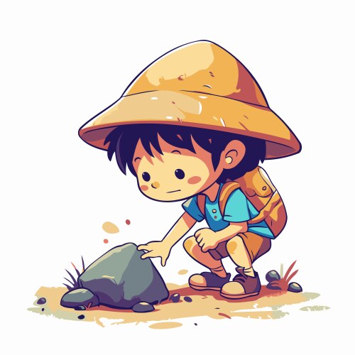 Cute boy digging a hole in the sand Royalty Free Vector