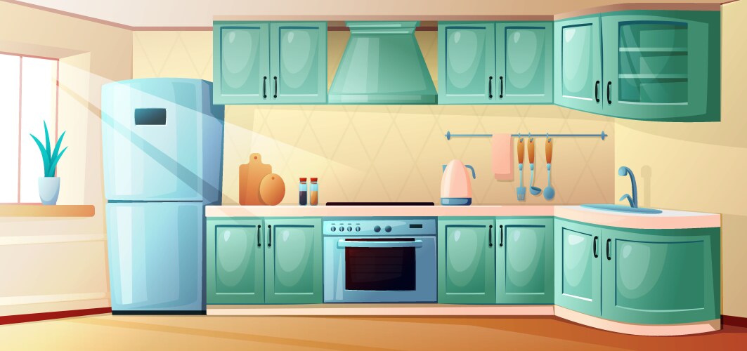 Cartoon Kitchen Interior Royalty Free Vector Image