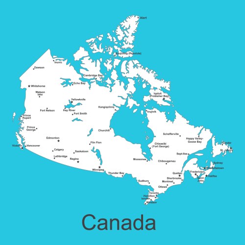 Canada map with provinces and cities Royalty Free Vector
