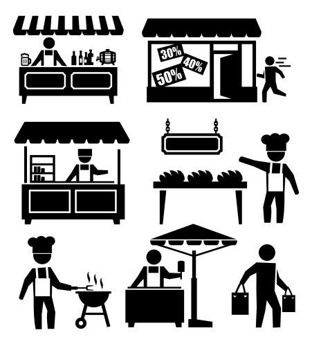 Shopping mall or store icon set Royalty Free Vector Image
