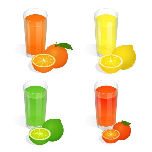 Set of fresh fruit and vegetable juice Royalty Free Vector