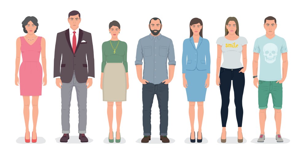 Young stylish fashion people characters set Vector Image