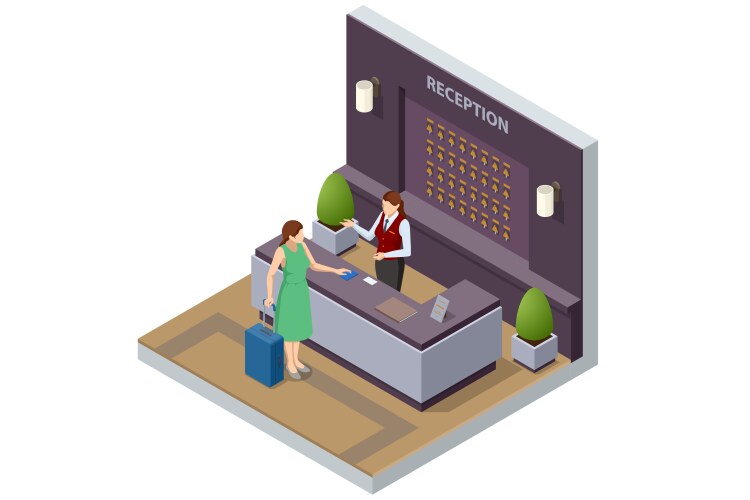 Reception desk cartoon Royalty Free Vector Image