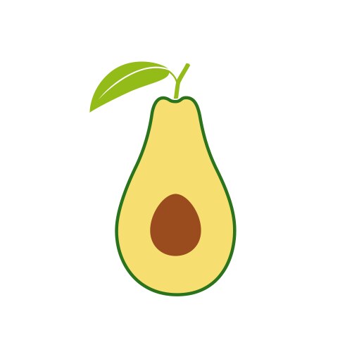 Avocado 2 cartoon icon isolated on white Vector Image