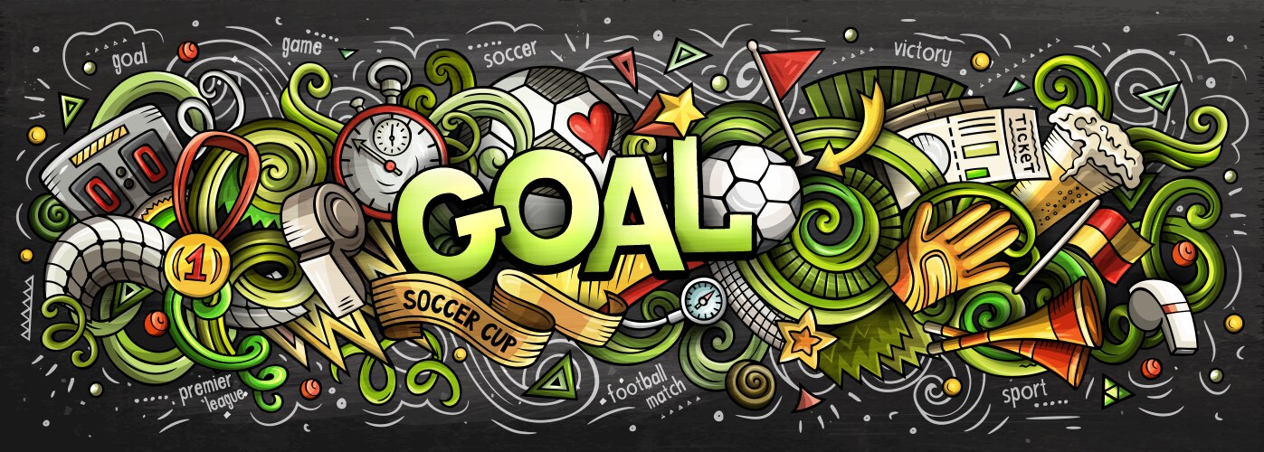 Cartoon doodles football Royalty Free Vector Image