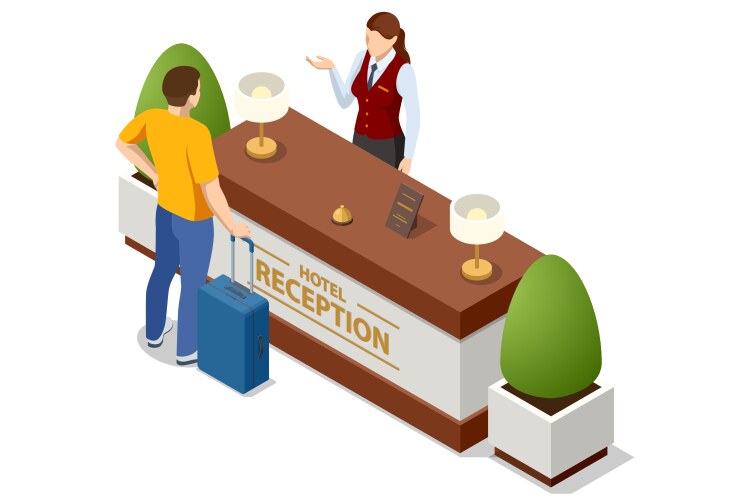 Reception desk cartoon Royalty Free Vector Image