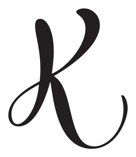 Calligraphy hand drawn letter k drop cap Vector Image