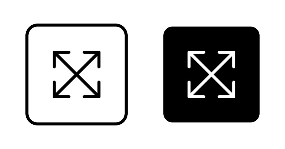 Expand arrows icon set maximize screen symbol Vector Image