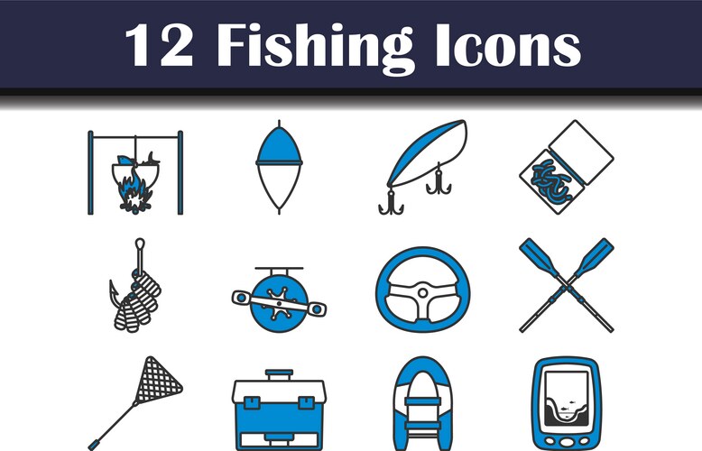 Fishing icon set Royalty Free Vector Image - VectorStock