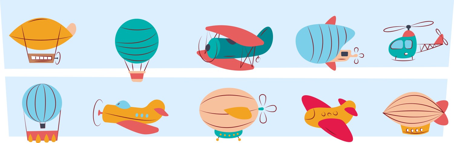 Sky with air transport stickers Royalty Free Vector Image