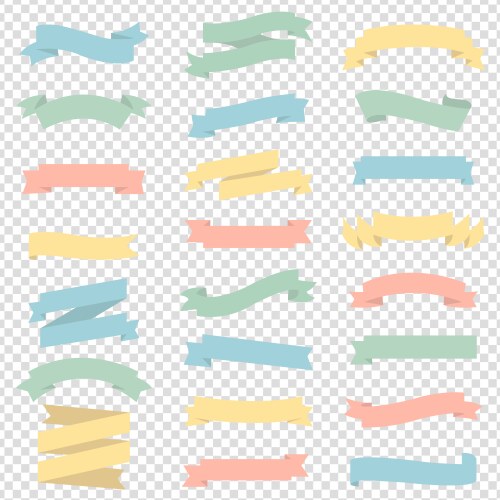 Blue retro paper white ribbons set transparent Vector Image
