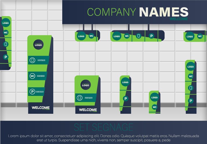 Exterior and interior signage concept direction Vector Image