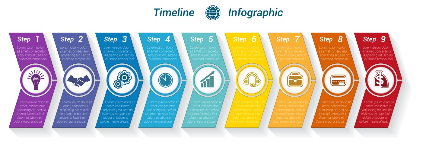 Infographic arrow timeline template with 5 steps Vector Image