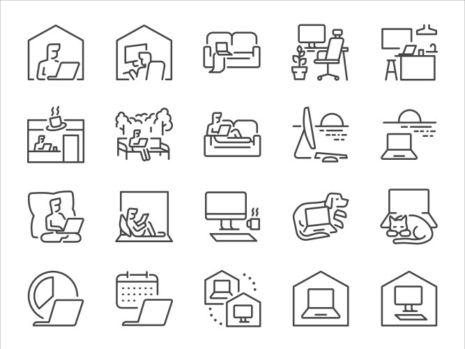 Line home room types icons Royalty Free Vector Image Line home room types icons Royalty Free Vector Image