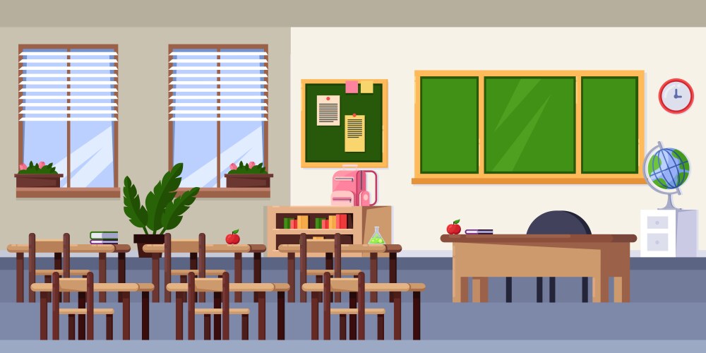 School college classroom interior Royalty Free Vector Image