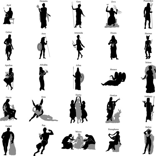 Ancient greek mythology gods and goddesses Vector Image