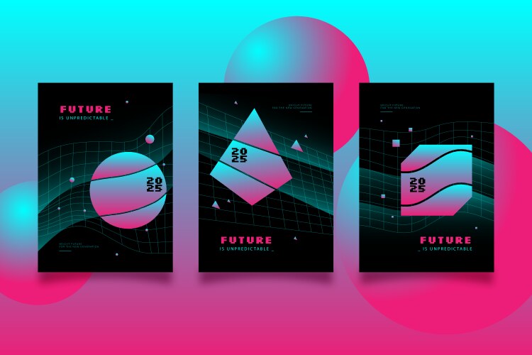 Gradient futuristic cover collection Royalty Free Vector