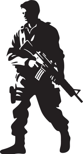 Gunslinger soldier emblematic frontline firearm Vector Image