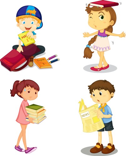 Kid reading book Royalty Free Vector Image - VectorStock