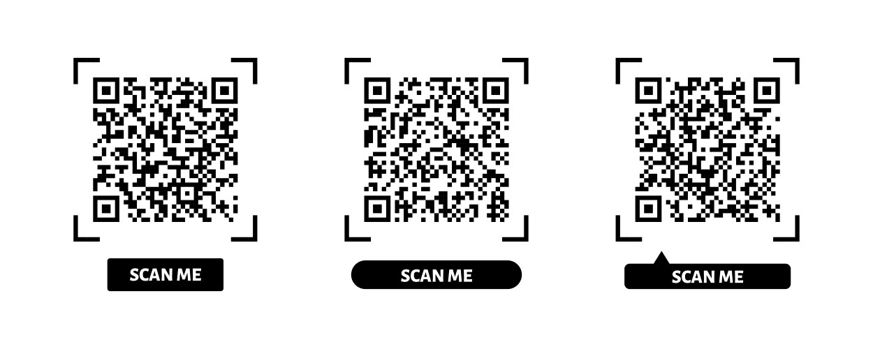 Qr code set template frames scan me Royalty Free Vector