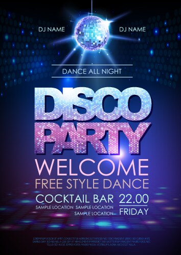 Disco party poster Royalty Free Vector Image - VectorStock