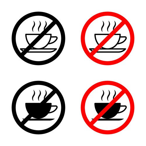No coffee cup sign icon set prohibition Royalty Free Vector