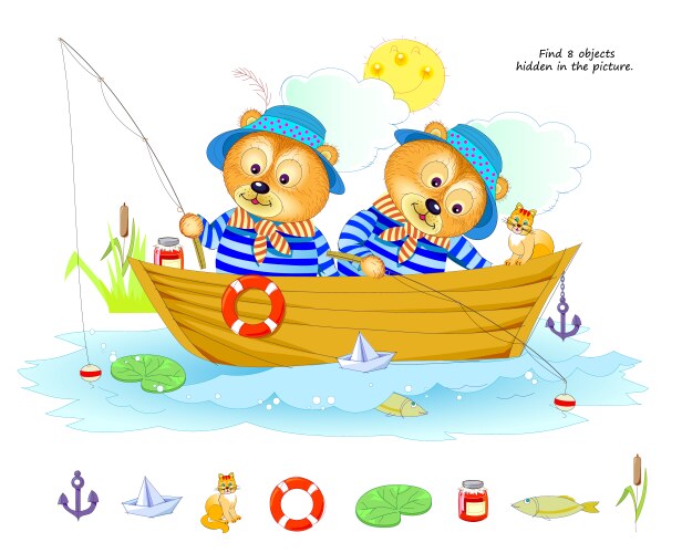 Logic puzzle game for kids find 10 birds hidden Vector Image