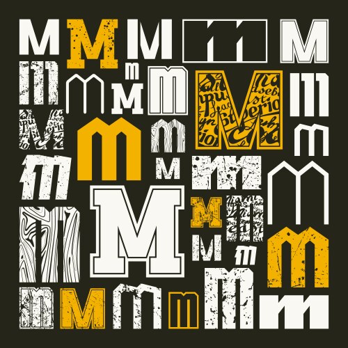 Font seamless patterns with letters and numbers Vector Image