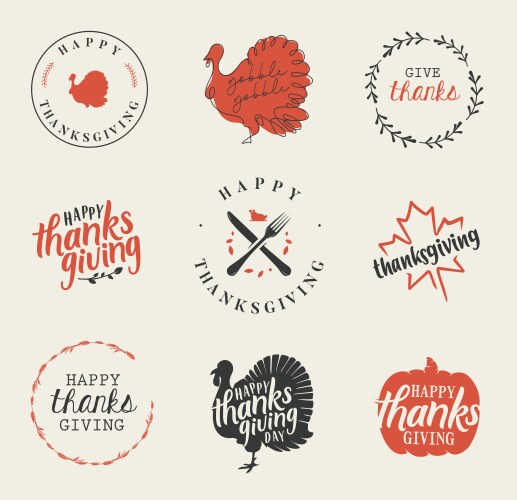 Thanksgiving day design elements in vintage style Vector Image