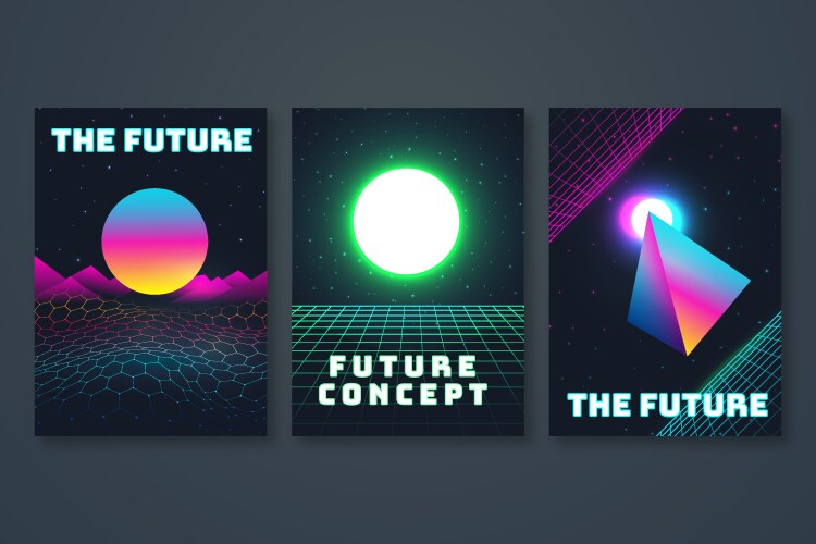 Gradient futuristic cover collection Royalty Free Vector