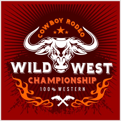 Cowboy rodeo wild west labels Royalty Free Vector Image