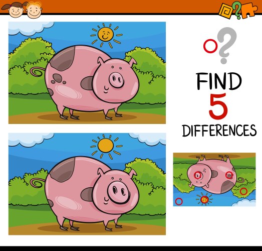 Differences task for children Royalty Free Vector Image