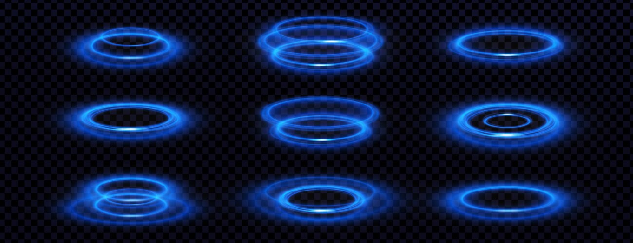 Blue ring portals set on transparent background Vector Image