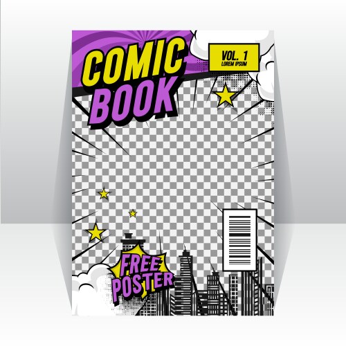 Simple comic magazine front page layout template Vector Image