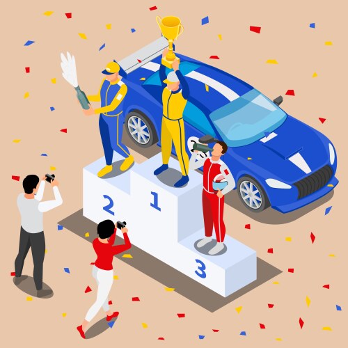 Winners podium step composition Royalty Free Vector Image