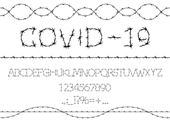Barbed wire alphabet and fonts Royalty Free Vector Image