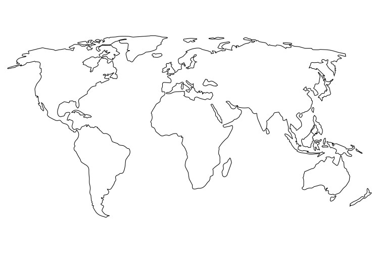 Simplified world map divided to continents simple Vector Image