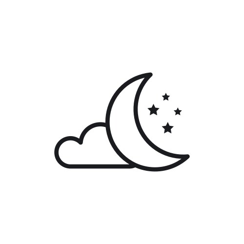 Cloud moon icon set night time symbol nighttime Vector Image