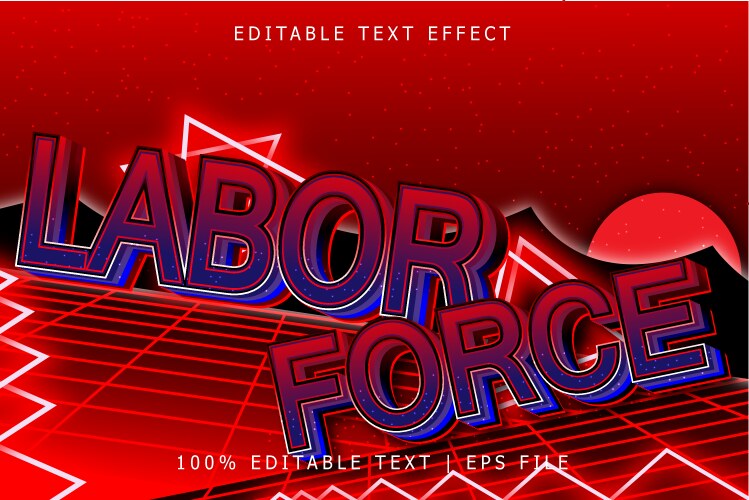 Labor union editable text effect 3 dimension Vector Image
