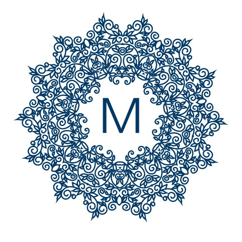 Monogram design floral outline frame Royalty Free Vector