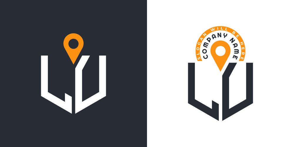 Lp location logo bundle letter dual icons Vector Image