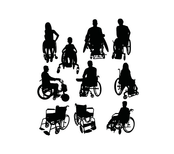 Disabled people activity silhouettes Royalty Free Vector