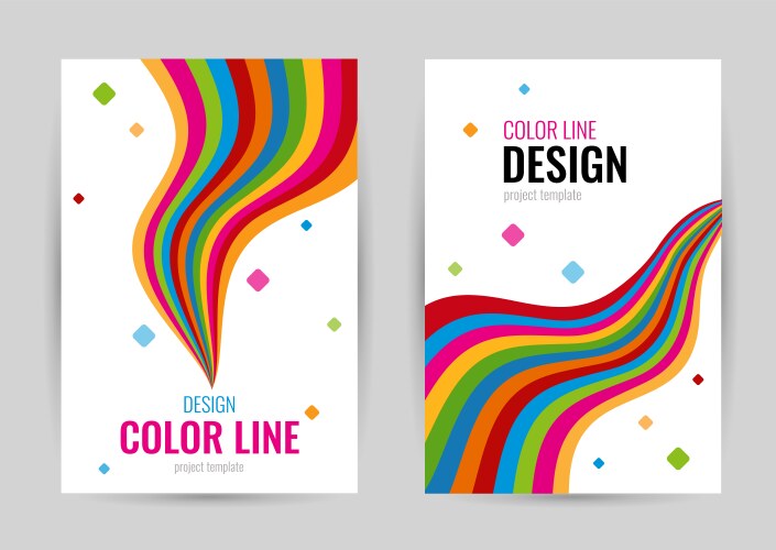 Set leaflet with bright rainbow stripes on white Vector Image
