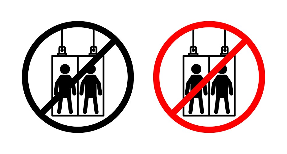 No elevator sign icon set advisory against Vector Image