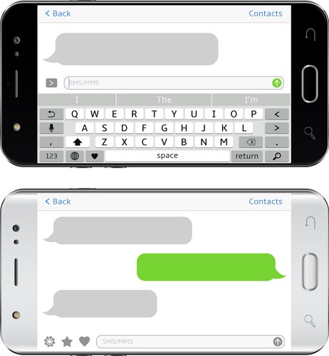 Mobile phone with chat screen app Royalty Free Vector Image