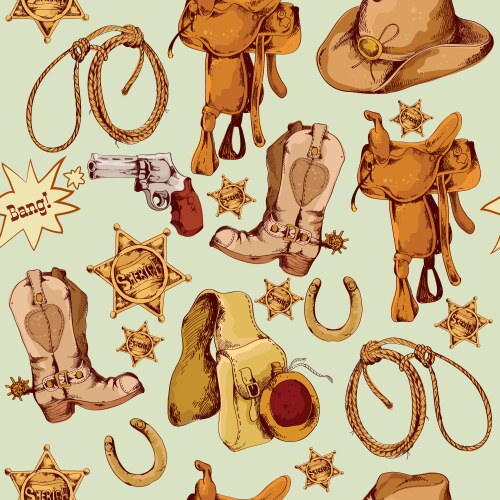 Seamless cowboy pattern Royalty Free Vector Image