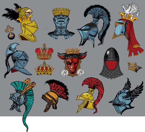 Set of heraldic elements Royalty Free Vector Image