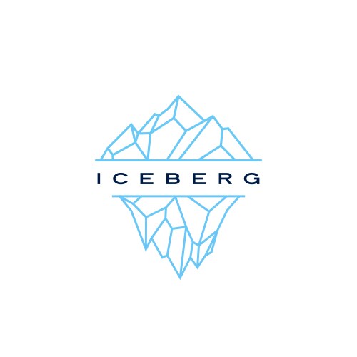 Iceberg logo geometric on dark blue background Vector Image